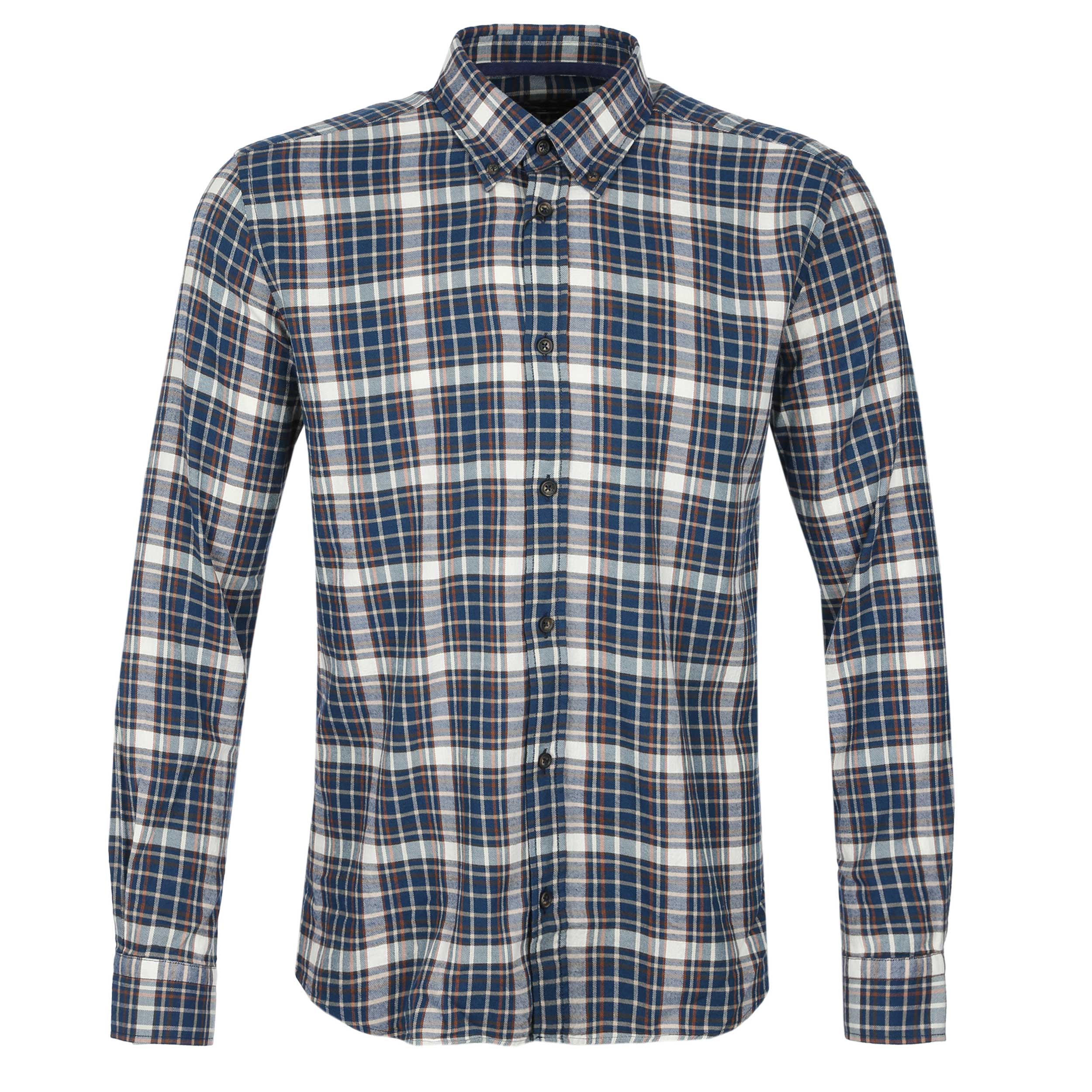 Remus Uomo Oscar Small Flannel Check Shirt in Navy White Check – Norton ...