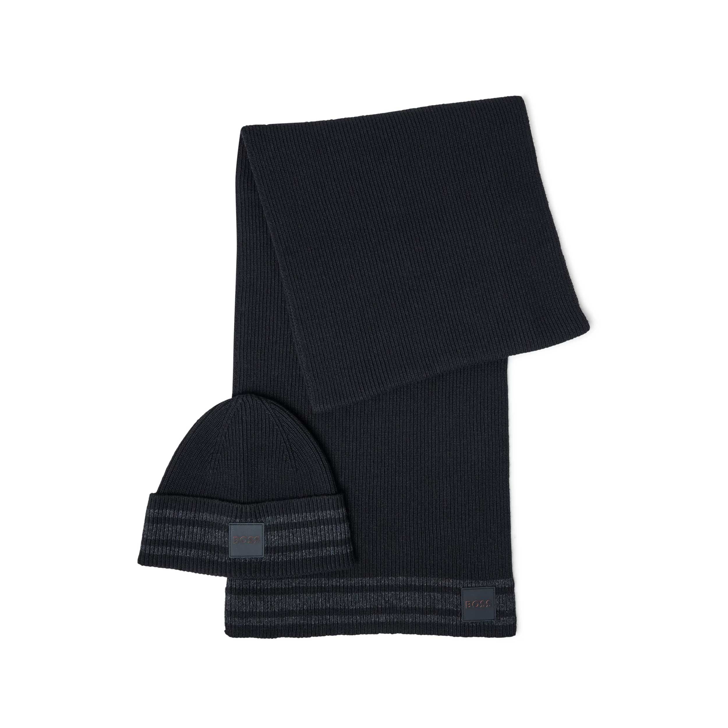 BOSS Adamo Set Hat & Scarf Set in Black | BOSS | Norton Barrie