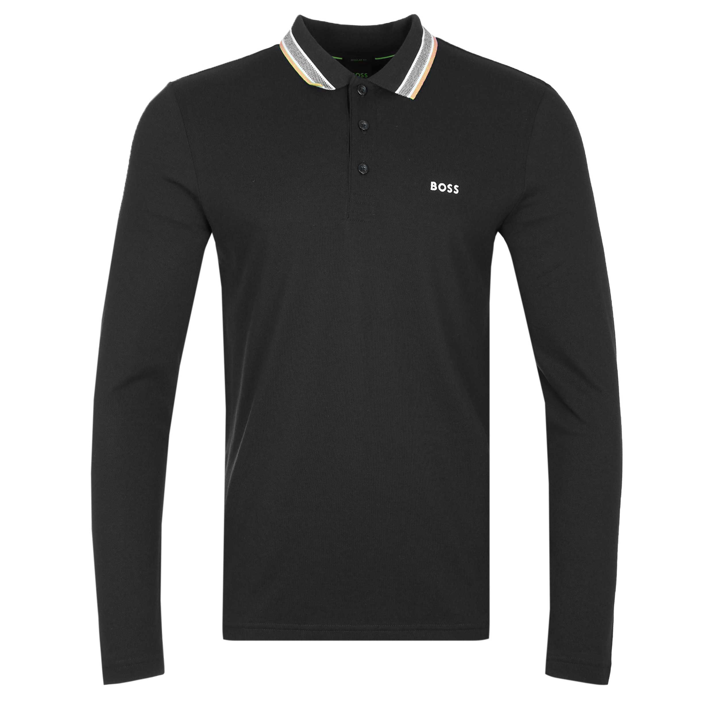 BOSS Plisy Long Sleeve Polo Shirt in Black | BOSS | Norton Barrie