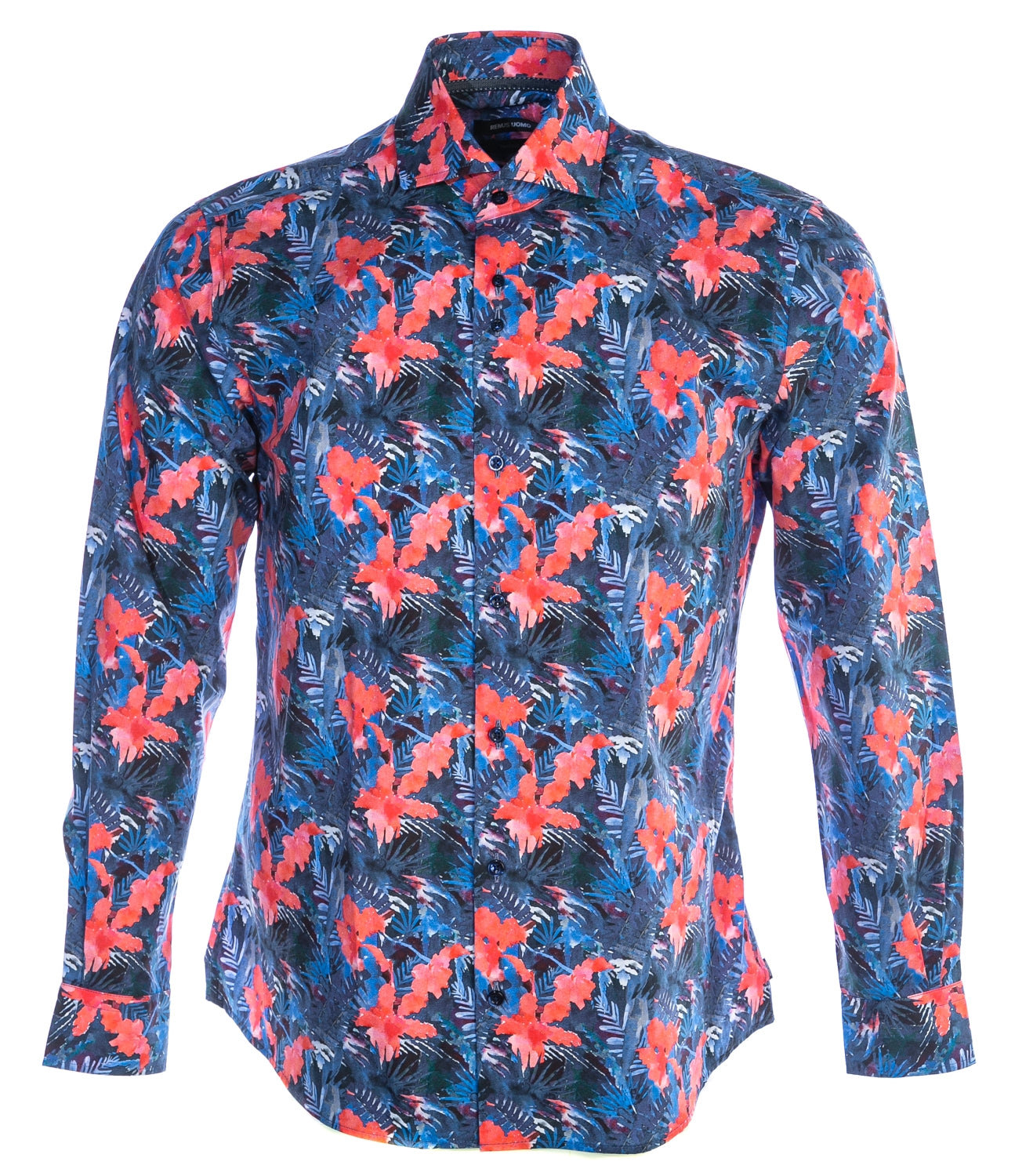 Remus Uomo Floral Print Shirt in Navy & Red I Remus Uomo I Norton Barrie